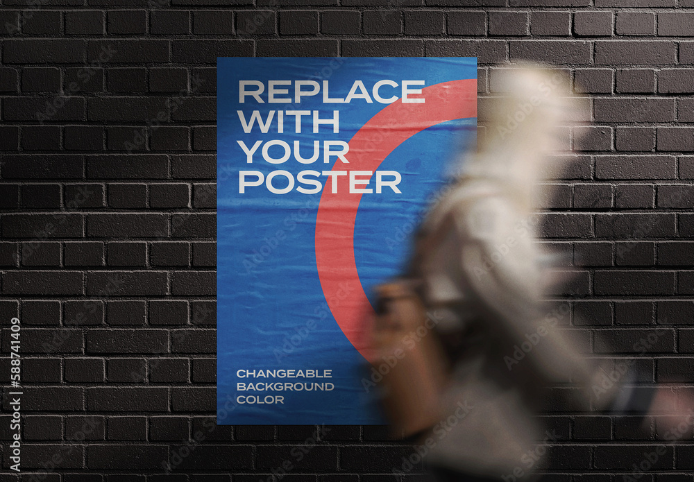 Poster Wall Mockup Template Street Outdoor Glued Advertisement Stock ...