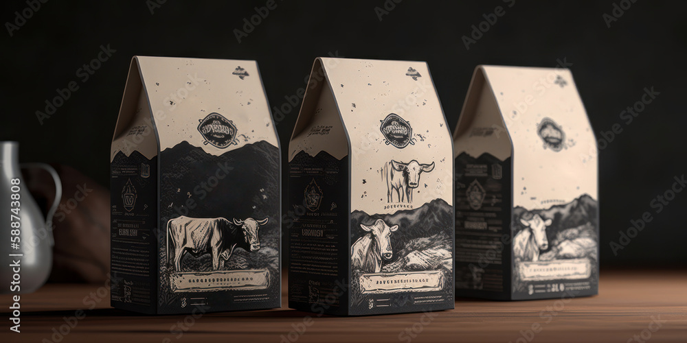 Concept package design for dairy cow farm milk advertisements ...