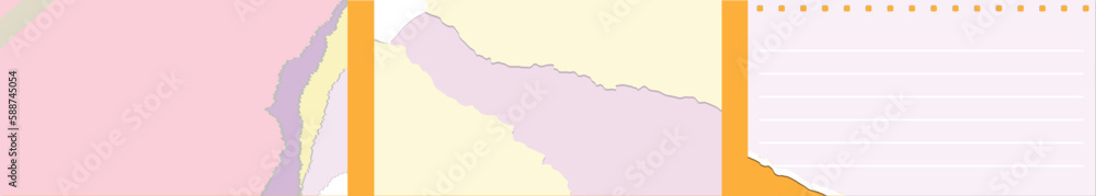 3 set of isolated ripped desktop wallpapers. Different torn paper ...