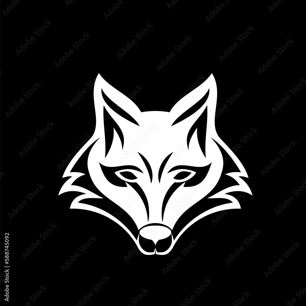Black and white animal emblem illustrations featuring a fox head symbol ...