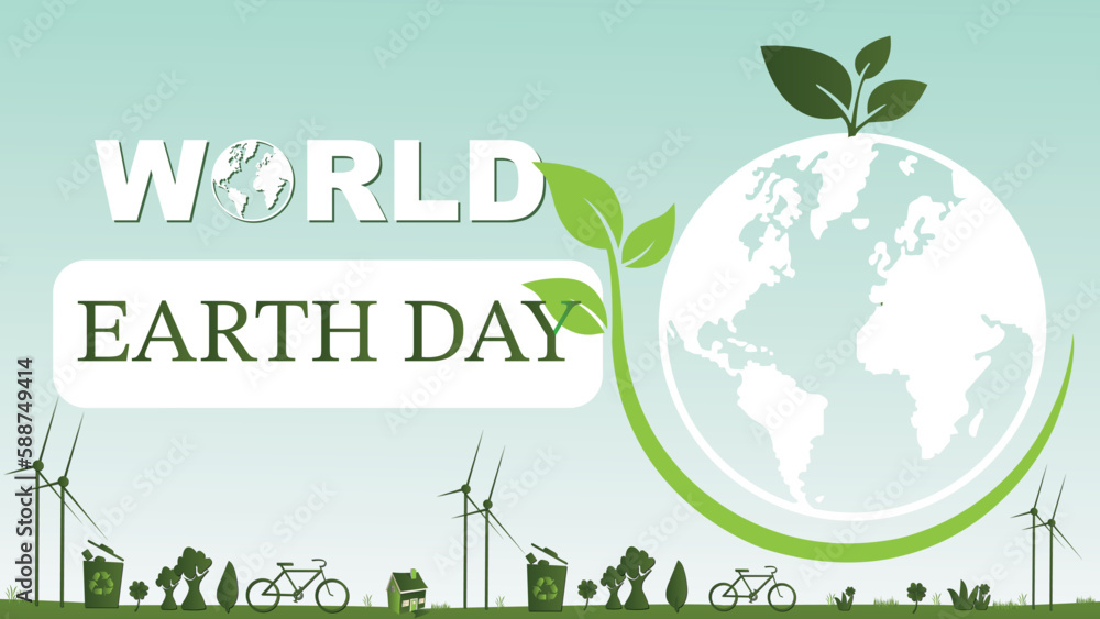 Happy Earth Day Banner Illustration of a happy earth day banner, for ...