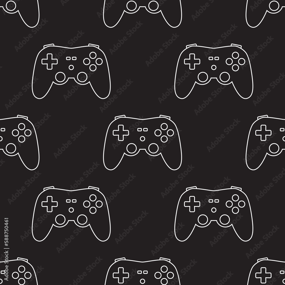 Game joystick seamless pattern. Accessories for playing on a computer ...