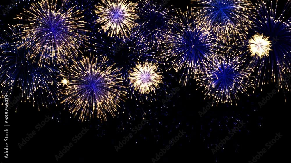 Fireworks in golden and blue color transparent background with alpha ...