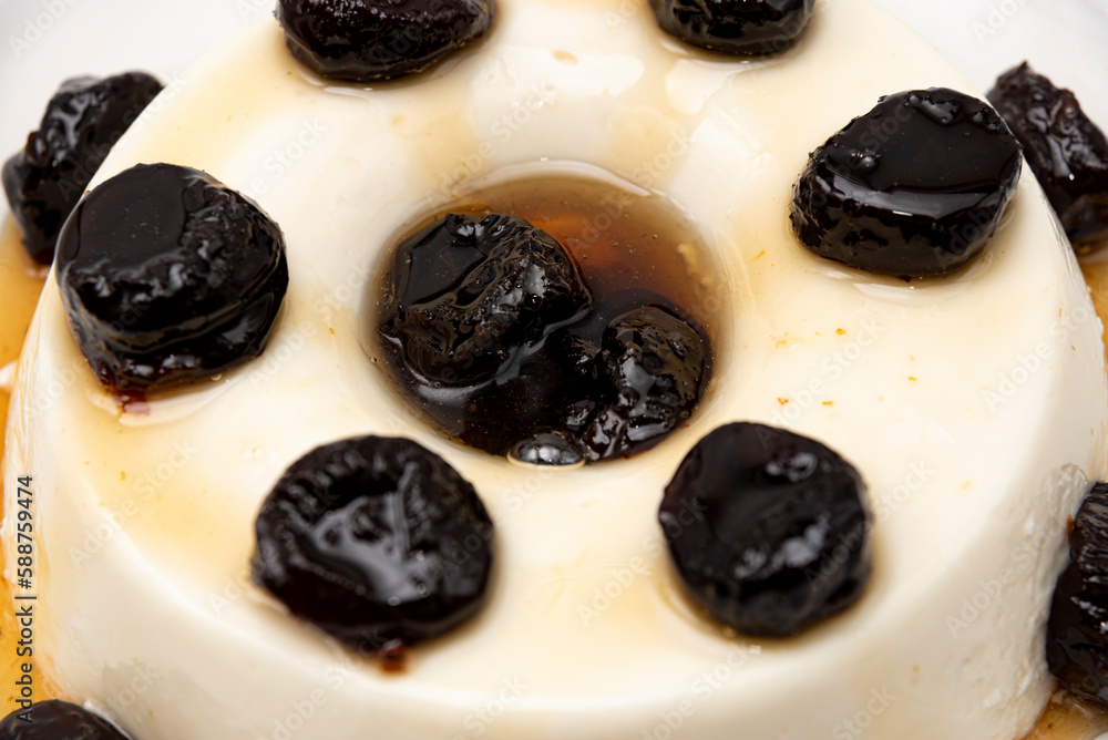 Delicious homemade traditional Brazilian dessert known as "Manjar" with ...