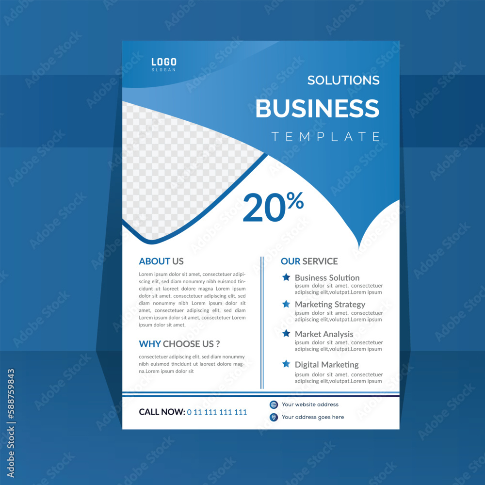 Corporate business flyer template design with blue color. Flyer design ...