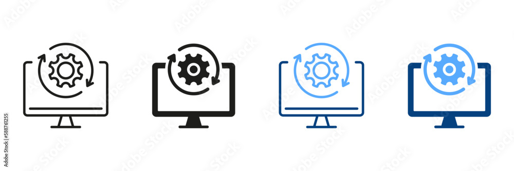 Upgrade Progress Symbol Collection. Computer System Update Pictogram ...