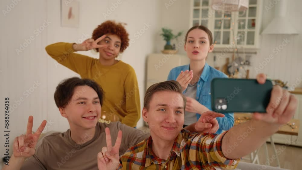 Best friends take selfie photo together on smartphone with hands ...