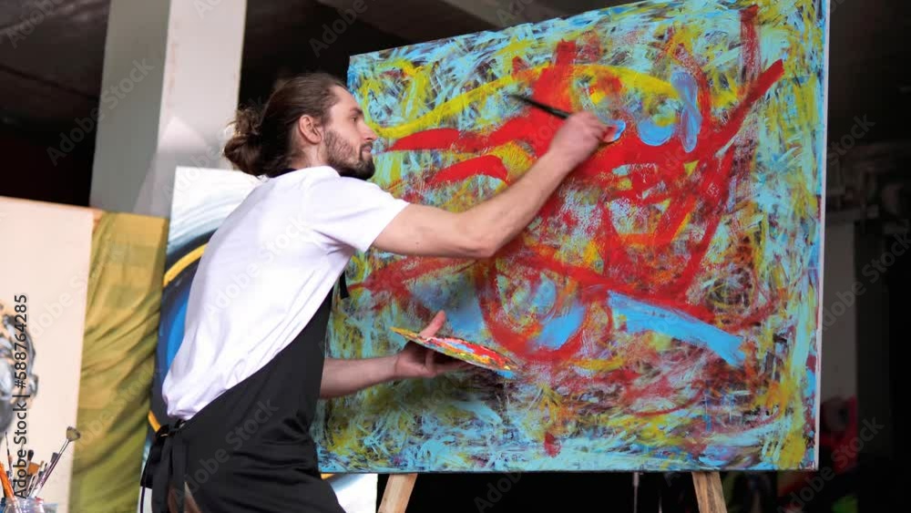 Contemporary artist with specialization in abstract art using brushes ...