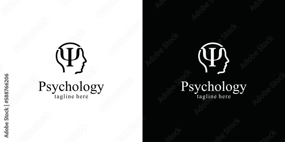Modern head sign Psychology Logo. Psi letters inside. Symbol in vector ...