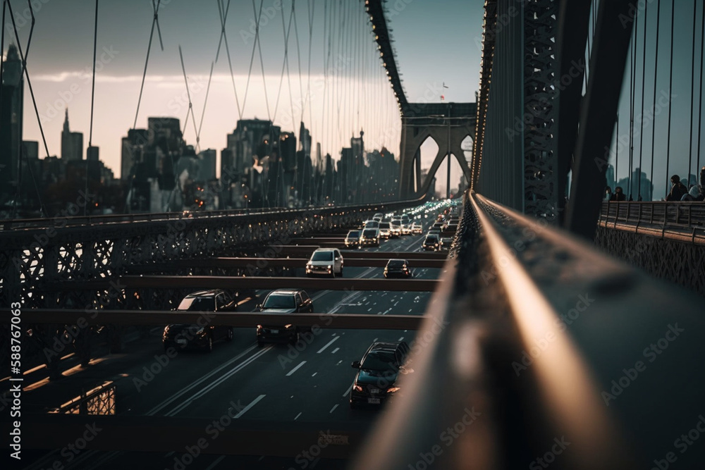 Magnificent Urban Bridge. Famous Metropolitan Bridge. Giant City Bridge ...