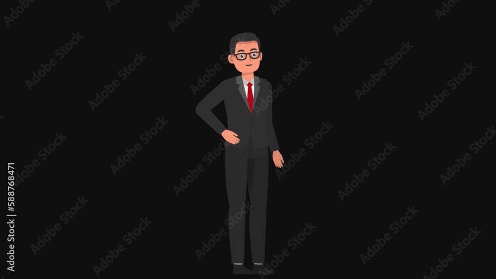 High resolution 2d cartoon male character in business outfit talking on ...