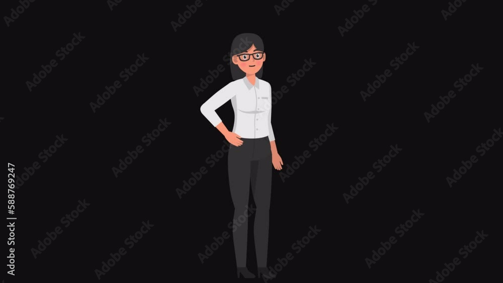 High resolution 2d cartoon female character in formal outfit talking on ...