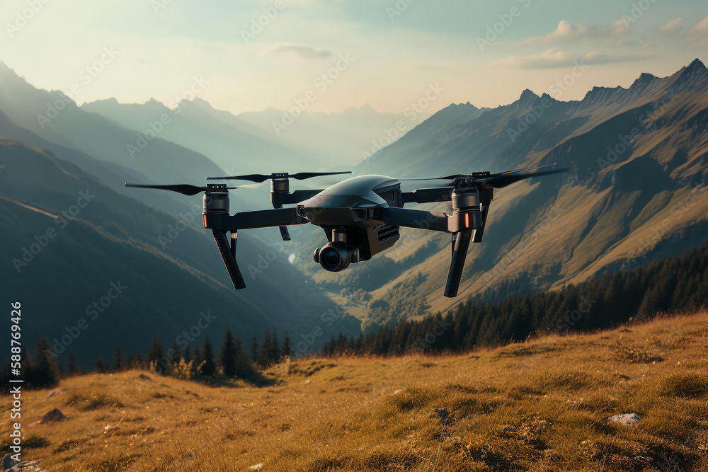 Large drone equipped with specialized sensors. Collecting environmental ...