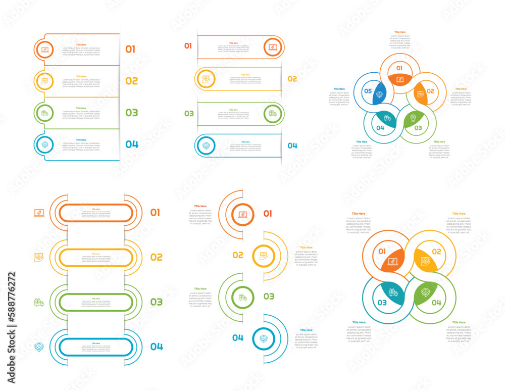 Vettoriale Stock Infographic bundle set with 4, 5, 6 steps, options or ...