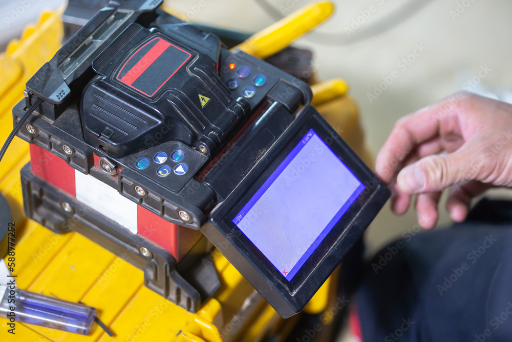 Banner template Technician Fiberoptic Fusion Splicing. Worker ...