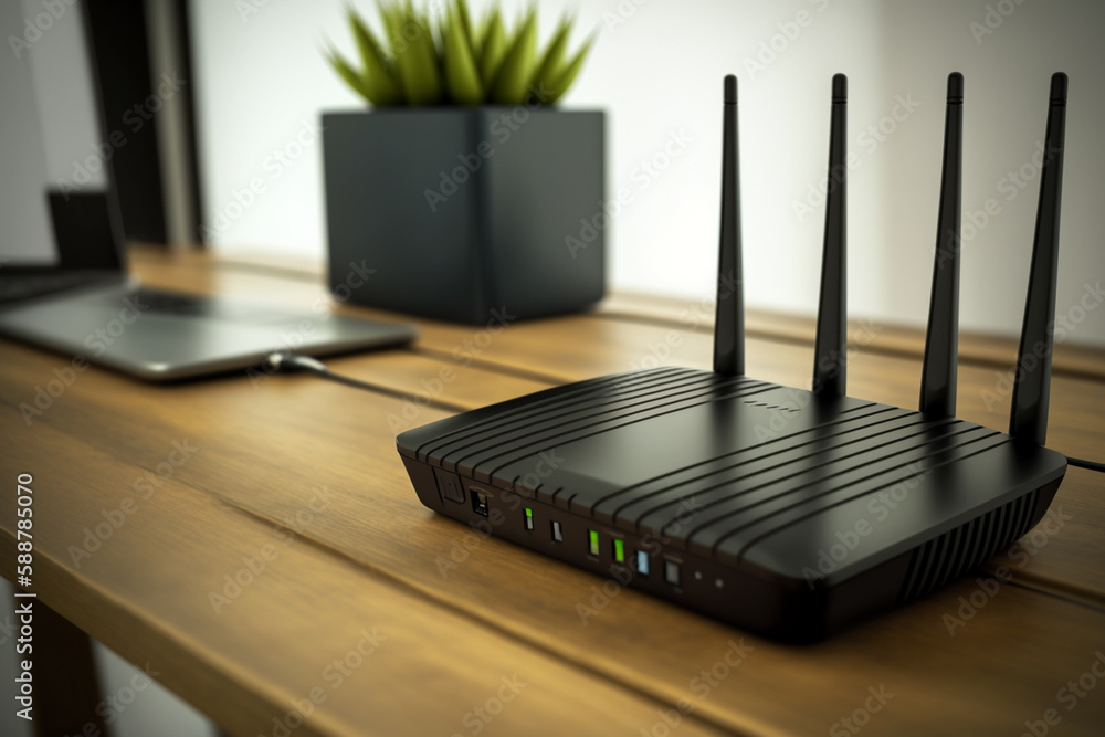 Router on the table. Router is a device that forwards data packets ...
