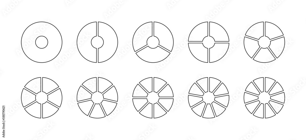 Circular structure chart. Outline circle section templates collection ...