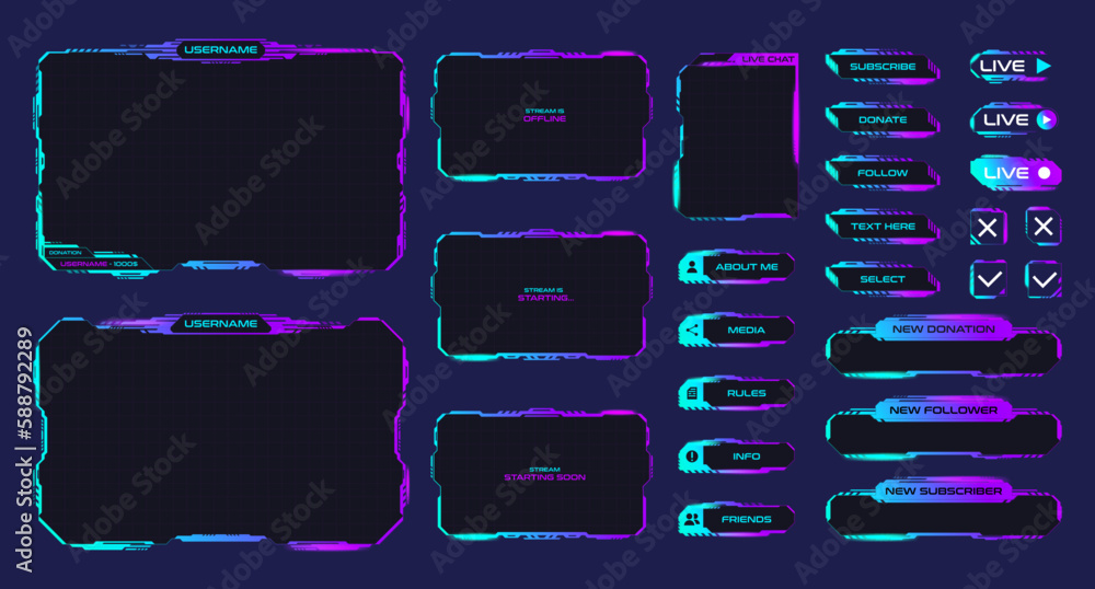 Game stream frames or panels. Futuristic frames for live gaming ...