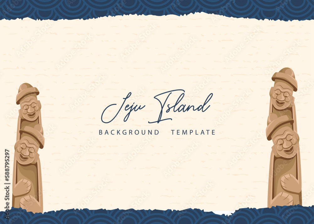 Jeju island vintage background template with grandfather statue. Stock ...