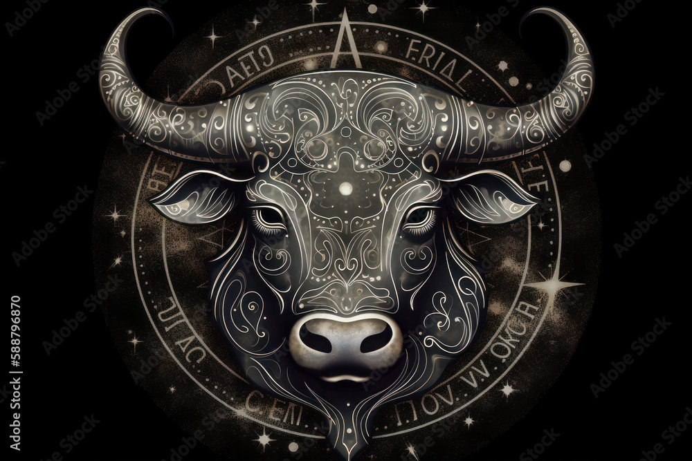 Strong and Sturdy Taurus Zodiac Sign Bull Symbol, Astrology Icon with ...