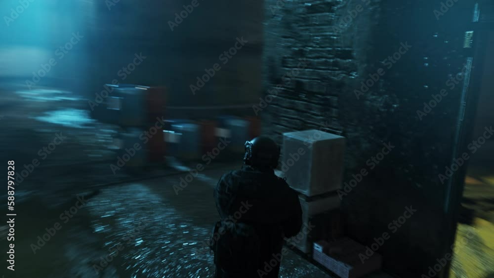 Vidéo Stock Collecting the automatic rifle in the combat game to kill ...