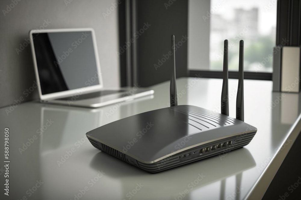Router on the table. Router is a device that forwards data packets ...