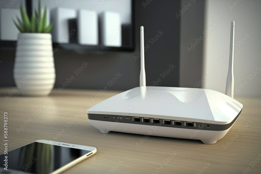 Router on the table. Router is a device that forwards data packets ...