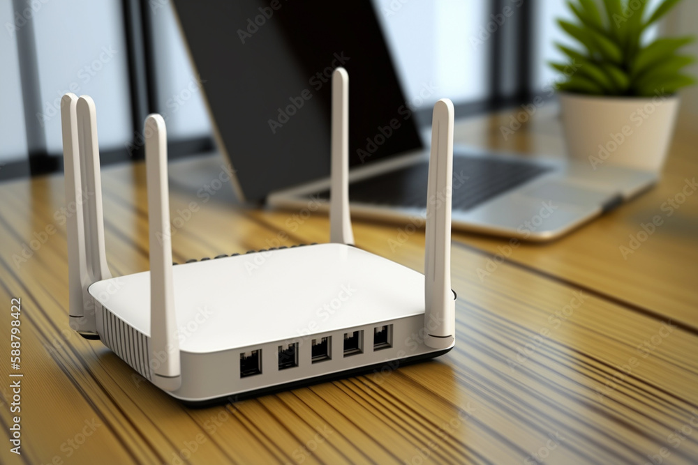 Router on the table. Router is a device that forwards data packets ...