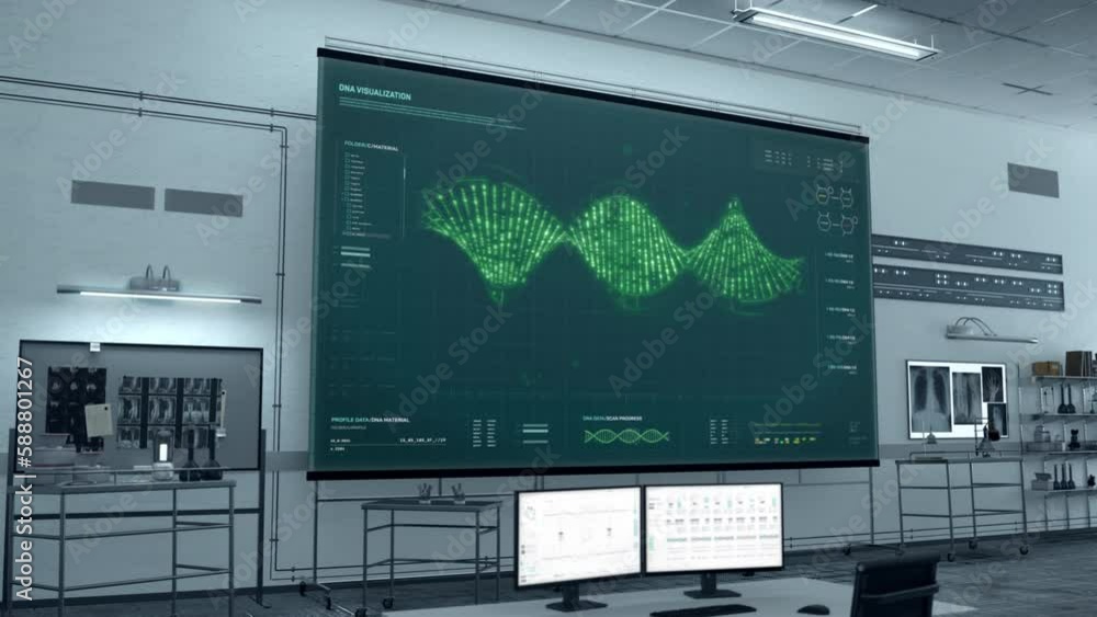 Vídeo do Stock: Digital Gene Scan In Futuristic Laboratory For ...