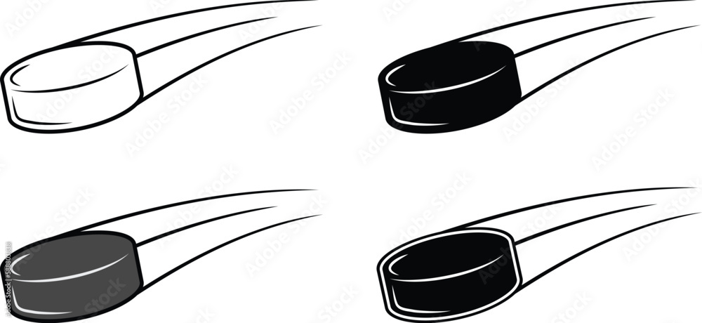 Hockey Puck in Motion Clipart Set - Outline, Silhouette and Colored ...