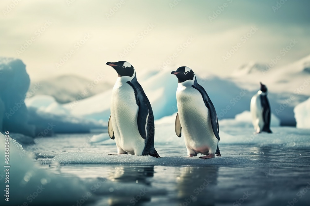 Melting glaciers, floods, icebergs of the North Pole. Global warming of ...
