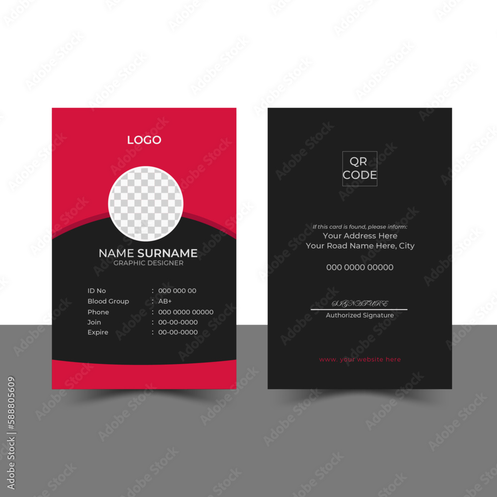 Modern ID Card Template with an author photo place | Office Id Card ...