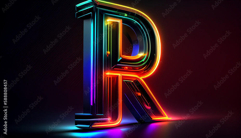 Letter R - colorful glowing Neon alphabet With Ai generated image ...