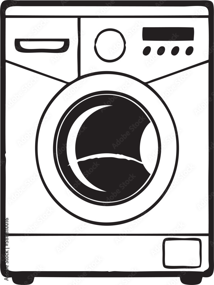 Washing machine icon, vector silhouette, automatic washer dryer and ...