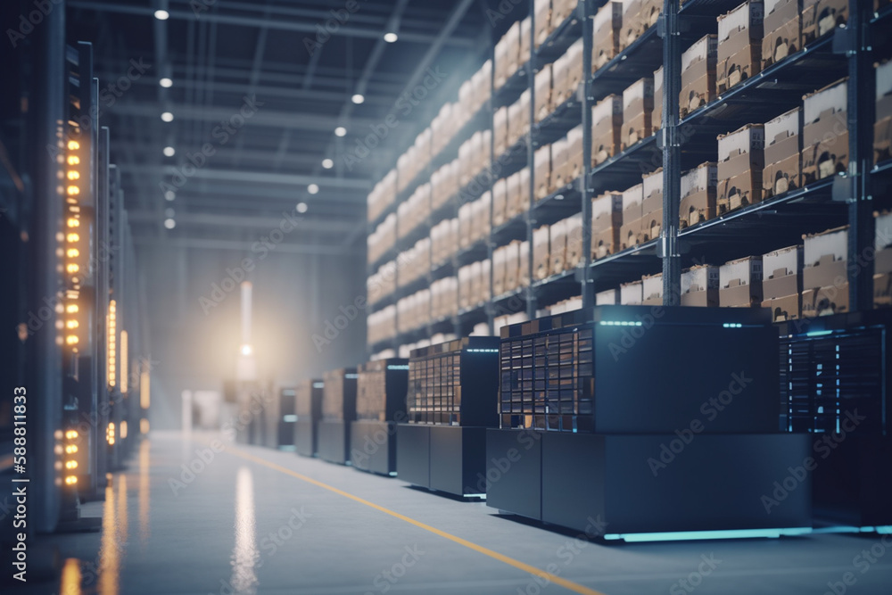 AI-optimized Warehouse: Illustration of an Intelligent, Self-Organizing ...