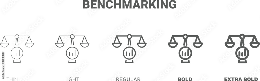 Vetor de benchmarking icon. Thin, regular, bold and more benchmarking ...
