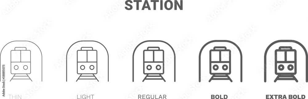station icon. Thin, regular, bold and more style station icon from ...
