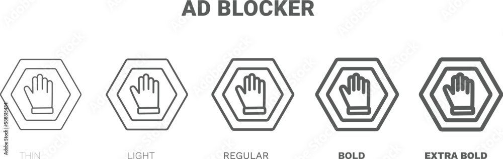 ad blocker icon. Thin, regular, bold and more style ad blocker icon ...