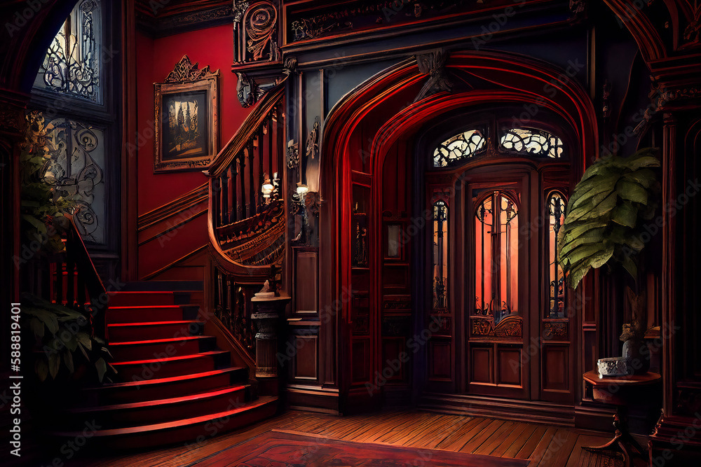 Elegant Gothic Exclusive Room with Red and Black Color Scheme and ...