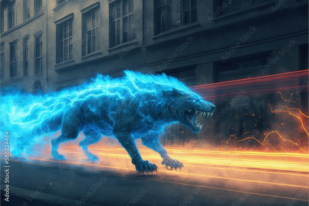 In the sci-fi world, a strange beast sprints down a dark alleyway ...