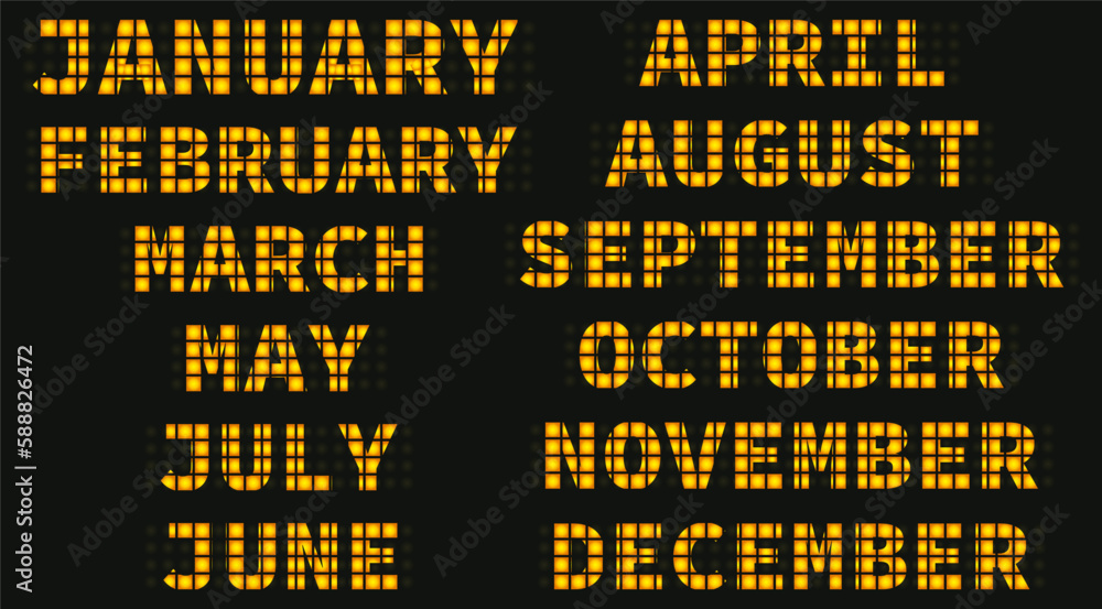 Month of the year, 12 month name list for graphic design Stock Vector ...