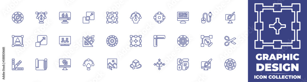 Graphic design line icon collection. Editable stroke. Vector illustration. Containing color ...