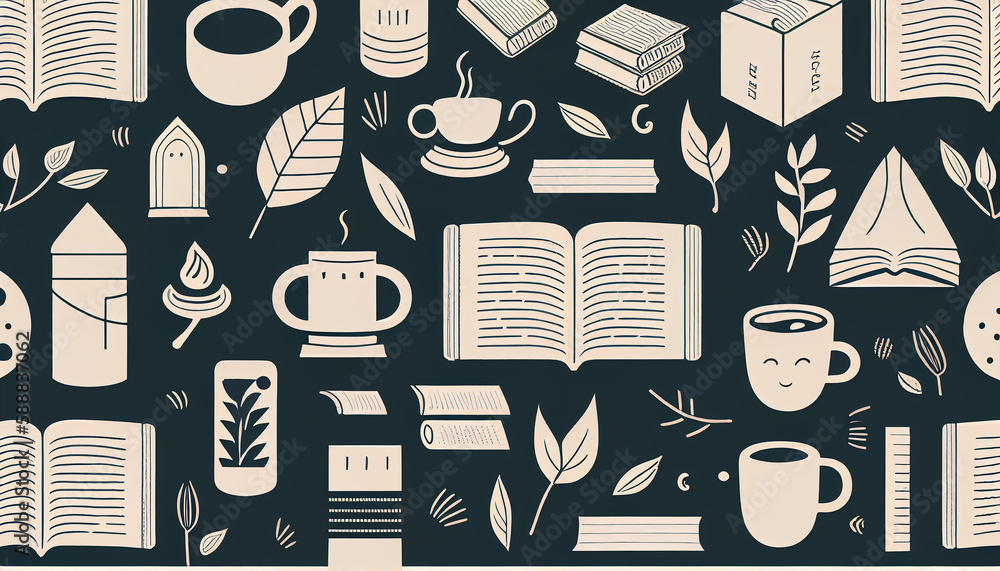 seamless pattern with books Stock Illustration | Adobe Stock