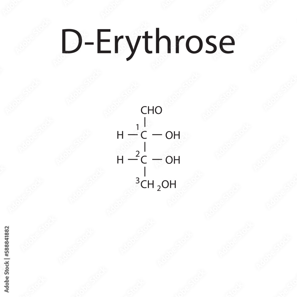 Straight chain form chemical structure of D-Erythrose sugar. Scientific ...