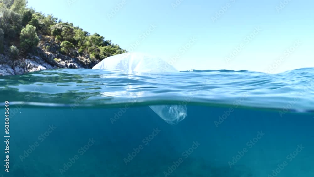 Video Stock plastic bag split shot underwater like iceberg pollution of ...
