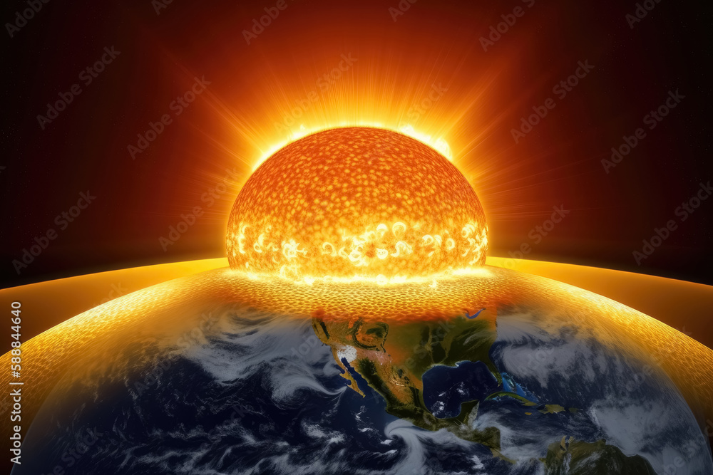 Planet Earth melts in the sun triggered by global warming created with ...