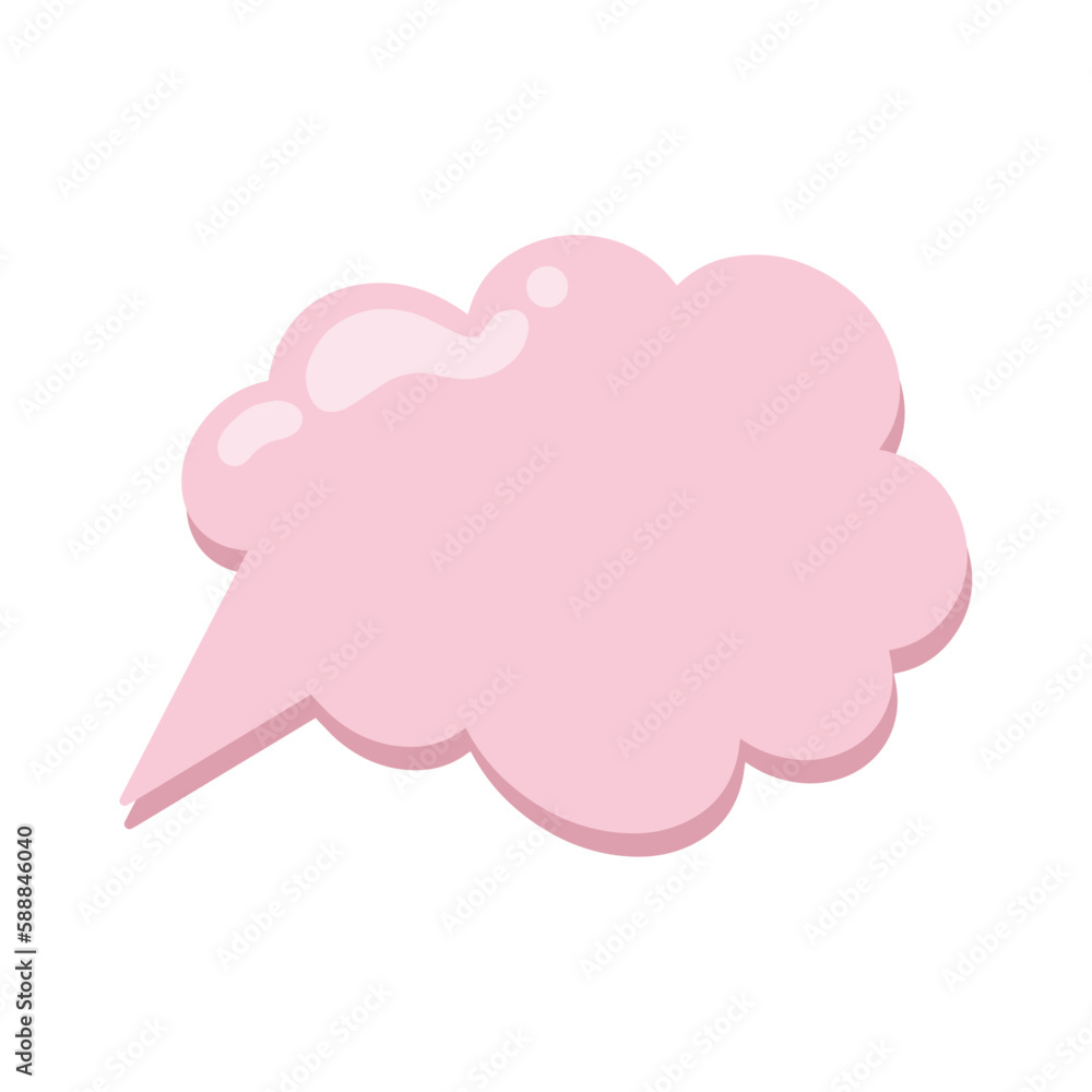Pink cloud-message. Pop-up message bubbles. Isolated vector message ...