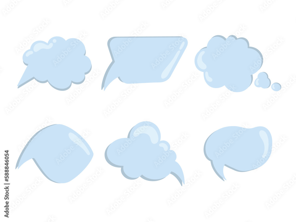 Set of blue message clouds. Pop-up message bubbles. Set of isolated ...