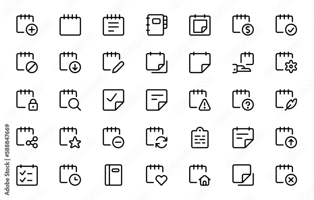 Paper Documents Writing, Signature, Note icons. Line sumbol. File icon ...