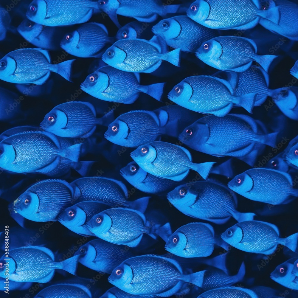 Blue Tang ocean fish schooling together as an underwater background ...